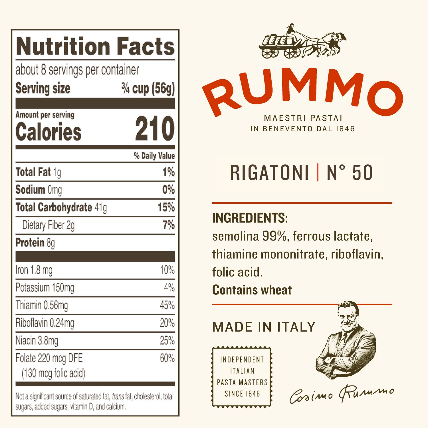 Rummo Italian Pasta Rigatoni No.50, Always Al Dente (5 Pack, 16 oz Each)