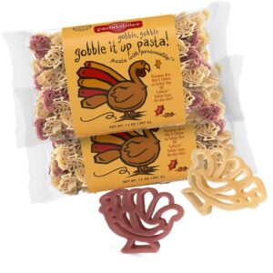 pastabilities gobble turkey pasta, fun shaped turkey noodles for kids and holidays, non-gmo natural wheat pasta 14 oz (2 pack)