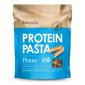 high protein pasta, 19g, made with lupin flour & sunflower flour, 4g net carb, gluten free, keto pasta, low carb pasta, lupin pasta by lulupasta (penne, 1 pack)