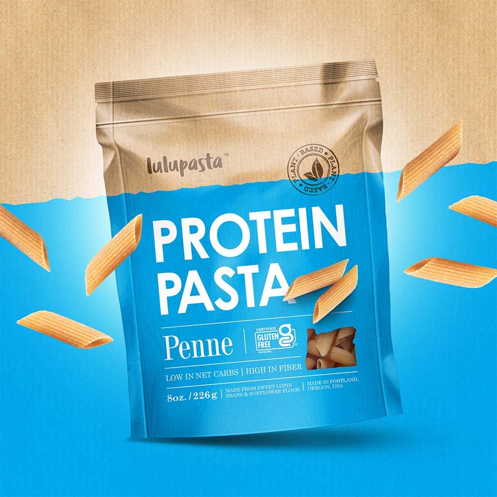 High Protein Pasta, 19g, Made with Lupin Flour & Sunflower Flour, 4g Net Carb, Gluten Free, Keto Pasta, Low Carb Pasta, Lupin Pasta by lulupasta (Penne, 1 Pack)