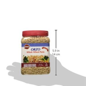 Baron’s Whole Wheat Orzo Pasta | 100% Natural Israeli Rice-Shaped Orzo for Soups, Casseroles & Salads | Cooks in 10 Minutes! | Kosher | 2 Pack 21.16oz Jars