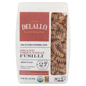 delallo, pasta, whole wheat, fusilli # 27, 16 oz