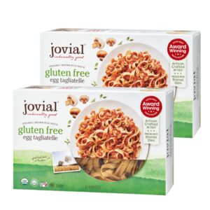 jovial whole grain brown rice egg tagliatelle pasta - pasta tagliatelle, tagliatelle pasta, whole grain pasta, organic pasta, gluten free, dairy free, brown rice pasta, made in italy - 9 oz, 2 pack