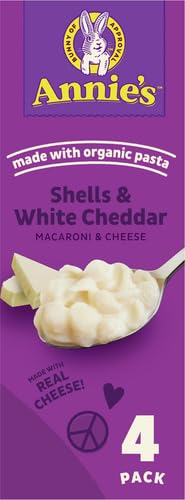 Annie’s White Cheddar Shells Macaroni & Cheese Dinner with Organic Pasta, 4 Ct, 6 OZ Boxes