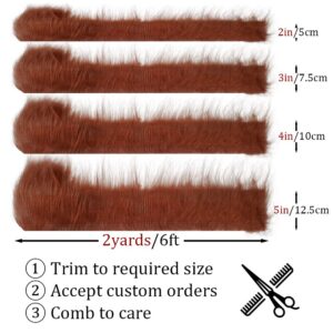 Fur Fabric for Crafts 2"x60", Faux Fur Fabric Strips Dark Brown, Shaggy Craft Plush for DIY Santa/Gnome Beard, Handmade Christmas Halloween Cosplay Costume