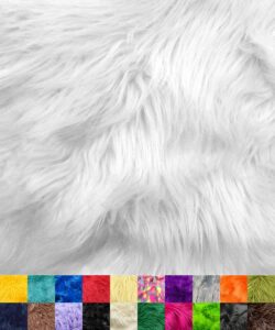 barcelonetta | faux fur fabric | by the piece | pre-cut | faux fur squares | fur fabric for arts & crafts, costume, decoration, upholstery, cushion (white, 10" x 10")