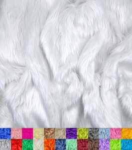 barcelonetta | faux fur fabric | by the yard | 60" wide roll | fur fabric for diy projects, craft supply, costume, decoration, upholstery, plush furry material (white, half yard)