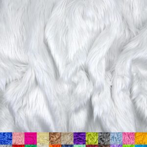 Barcelonetta | Faux Fur Fabric | by The Yard | 60" Wide Roll | Fur Fabric for DIY Projects, Craft Supply, Costume, Decoration, Upholstery, Plush Furry Material (White, Half Yard)