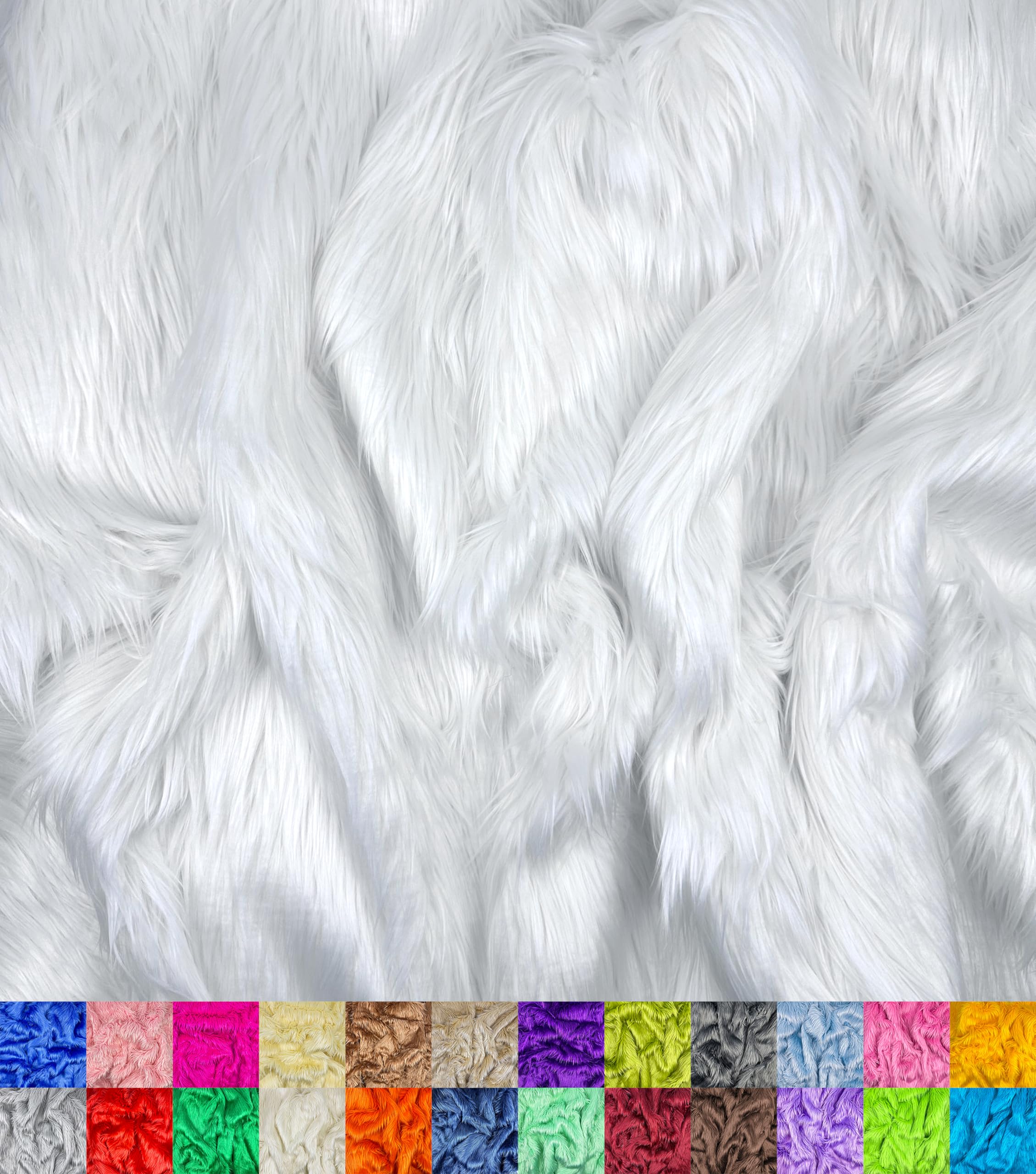 Barcelonetta | Faux Fur Fabric | by The Yard | 60" Wide Roll | Fur Fabric for DIY Projects, Craft Supply, Costume, Decoration, Upholstery, Plush Furry Material (White, Half Yard)