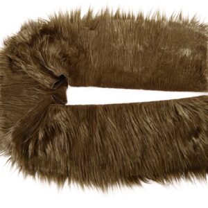 Shaggy Plush Faux Fur Fabric Precut Strips Fluffy Fuzzy Craft Fur for Gnomes Beard Hair Cosplay Costume Dwarf Decoration (Dark Brown, 2x60 inch)