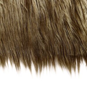 Shaggy Plush Faux Fur Fabric Precut Strips Fluffy Fuzzy Craft Fur for Gnomes Beard Hair Cosplay Costume Dwarf Decoration (Dark Brown, 2x60 inch)