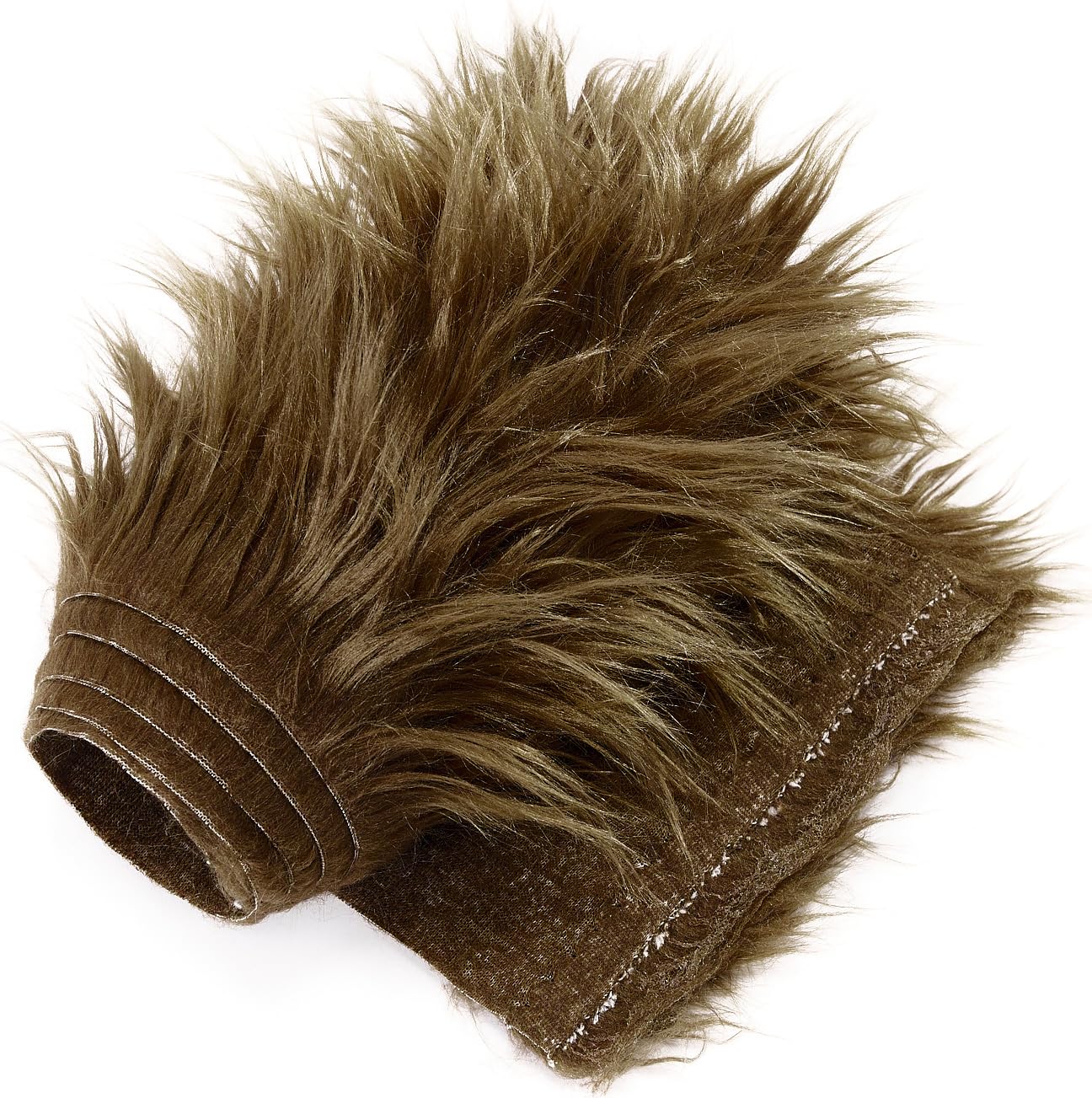 Shaggy Plush Faux Fur Fabric Precut Strips Fluffy Fuzzy Craft Fur for Gnomes Beard Hair Cosplay Costume Dwarf Decoration (Dark Brown, 2x60 inch)