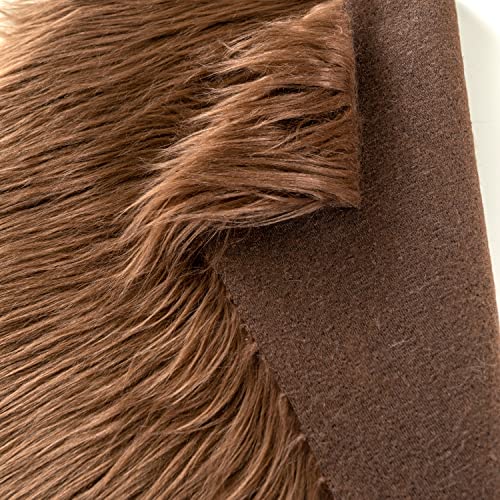 Qidkeo Faux Fur Fabric for Crafts, Gnomes, Animal Costumes, Cushions, Decorations Brown 10x10in