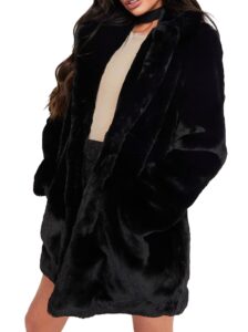 toponsky furry jackets faux fur winter fancy women fluffy fuzzy cruella coat black m