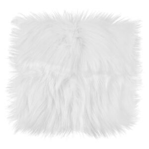 sibba faux fur fabric cuts 10 inch square plush pre-cut strips sewing diy arts crafts for clothing rugs patches blankets photographic background floor decoration (white)