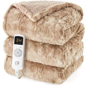 eheyciga electric heated throw, auto shut off, 6 heating levels, fast heating faux fur & sherpa