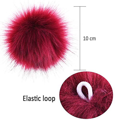 SIQUK 30 Pieces Faux Fox Fur Pom Pom with Elastic Loop Fluffy DIY Knitting Hat Pom Pom Faux Fur Pom Pom for Hats Beanies Scarves Gloves Keychains Bags Accessories (15 Colors, 2 Pcs/Color)