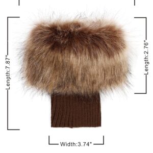 sy soul young Women Faux Fur Leg Warmers Short Furry Fuzzy Boot Cuffs Toppers Girls Winter Knitted foot cuff (Raccoon)