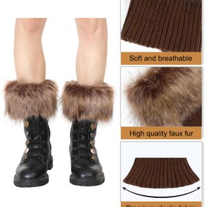 sy soul young Women Faux Fur Leg Warmers Short Furry Fuzzy Boot Cuffs Toppers Girls Winter Knitted foot cuff (Raccoon)