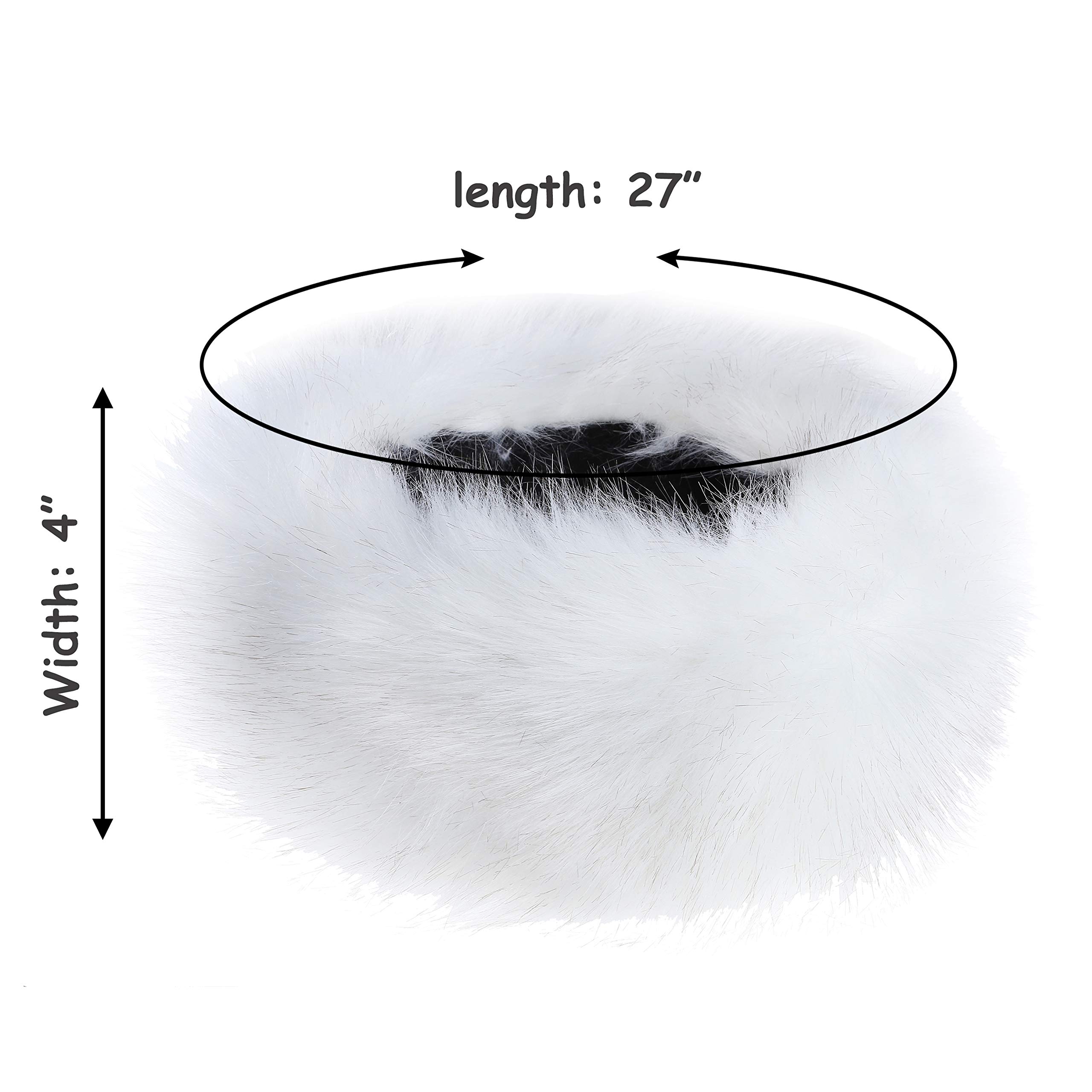 Faux Fur Headband with Elastic for Women's Winter Earwarmer Earmuff(One size,White)