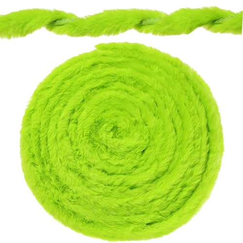 Christmas Faux Fur Ribbon Trim Winter Xmas Tree Winding Garland Artificial Furry Stripe Accessory Holiday Faux Fur Fabric Roll Garland for Xmas Party Sewing Costume Trimming (Green, 2 Inch x 40 Ft)