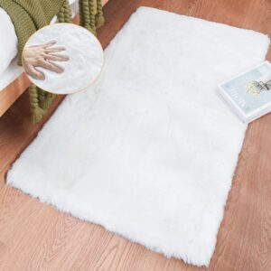 orinova white faux bunny fluffy fur rug washable area rugs for living room nursery rugs for bedroom 2x3 rectange rug cute home décor