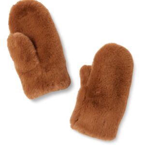 The Drop Women's Aspen Faux Fur Mittens, Cognac, One Size