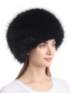 soul young women's winter faux fur cossak russian style hats(one size,black)