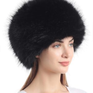 Soul Young Women's Winter Faux Fur Cossak Russian Style Hats(One Size,Black)