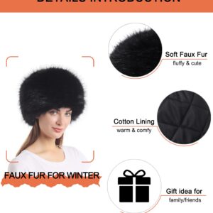 Soul Young Women's Winter Faux Fur Cossak Russian Style Hats(One Size,Black)