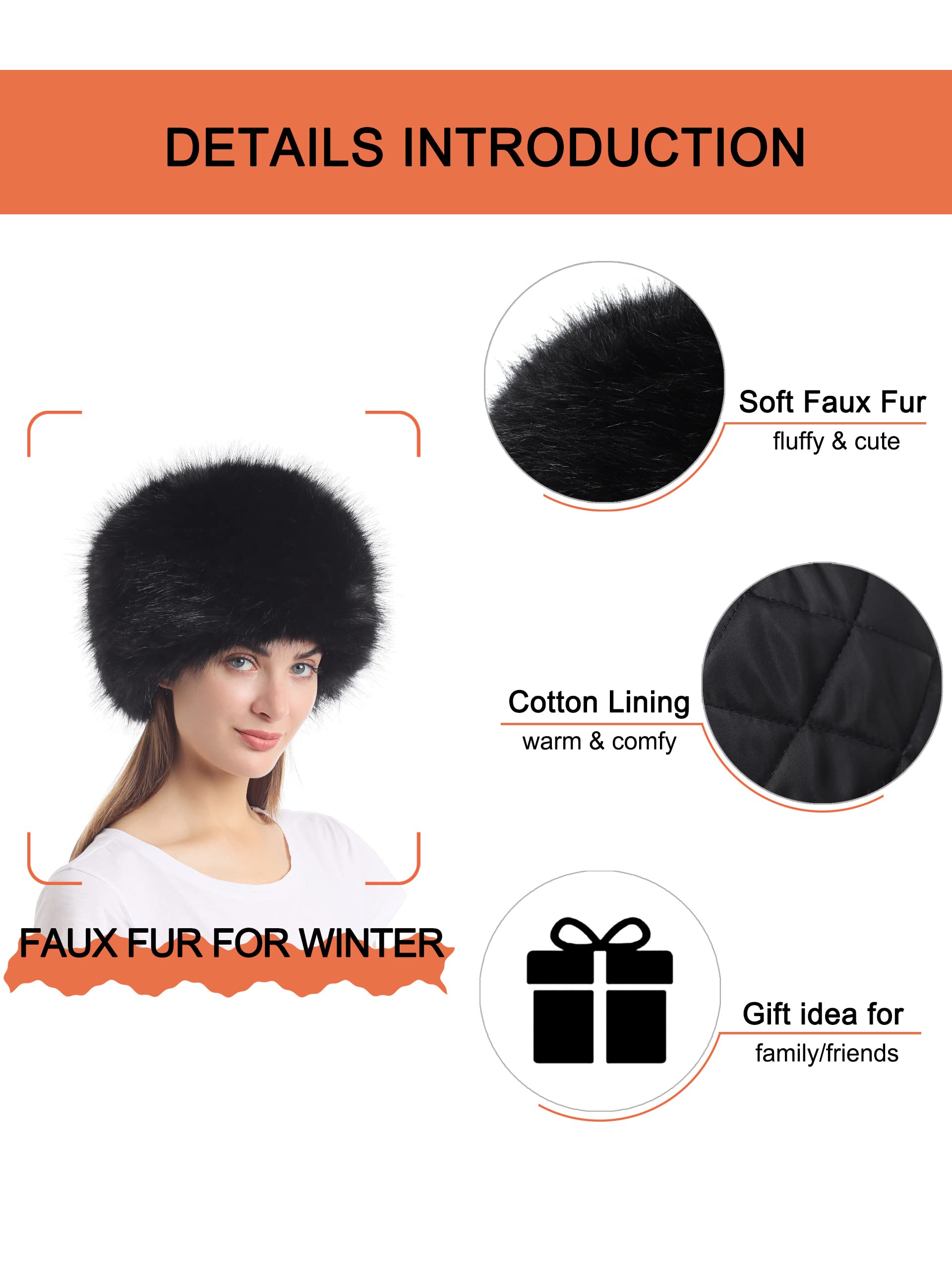 Soul Young Women's Winter Faux Fur Cossak Russian Style Hats(One Size,Black)