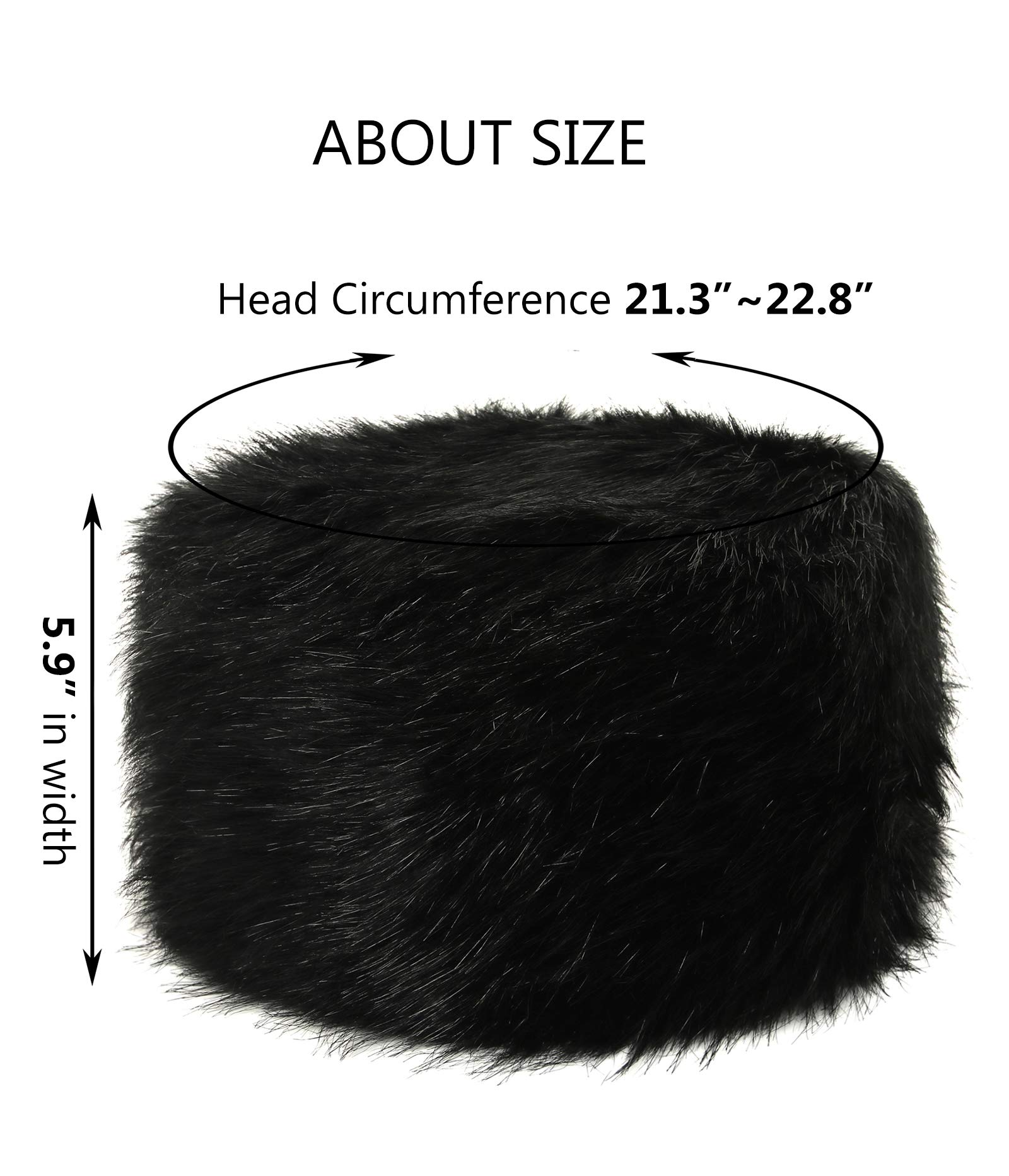 Soul Young Women's Winter Faux Fur Cossak Russian Style Hats(One Size,Black)