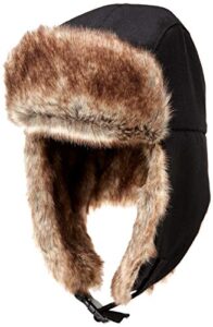 amazon essentials men's trapper hat with faux fur, black, one size