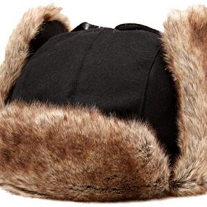 Amazon Essentials Men's Trapper Hat with Faux Fur, Black, One Size