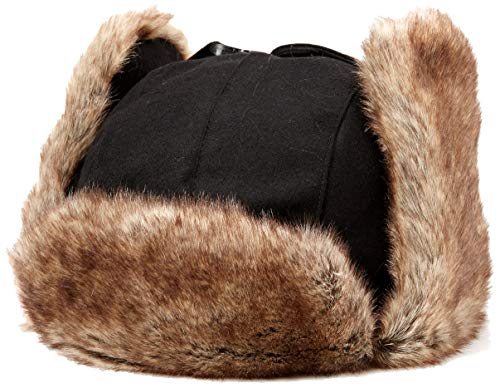 Amazon Essentials Men's Trapper Hat with Faux Fur, Black, One Size