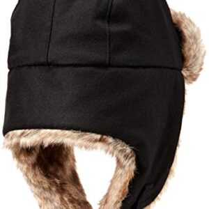 Amazon Essentials Men's Trapper Hat with Faux Fur, Black, One Size