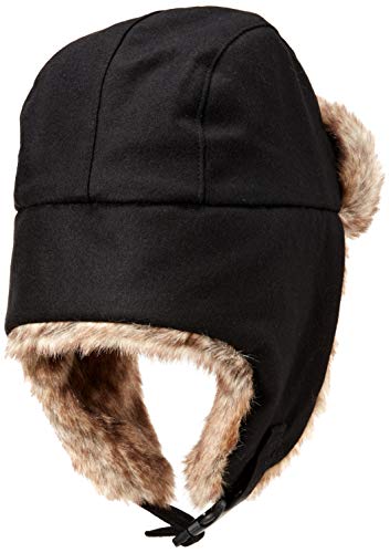 Amazon Essentials Men's Trapper Hat with Faux Fur, Black, One Size