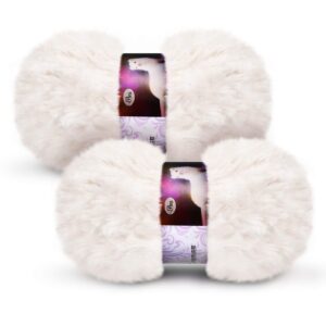 2 pieces skeins soft fur yarn fuzzy fur yarn chunky fluffy faux fur yarn eyelash yarn cream fur yarn for crochet blanket rug clothes knitting project, 30 meter and 50 gram for each (beige)