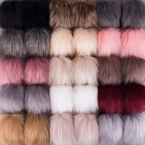 siquk 30 pieces faux fur pom pom balls diy faux fox fur fluffy pom pom with elastic loop for hats keychains scarves gloves bags accessories(15 colors, 2 pcs for each color)