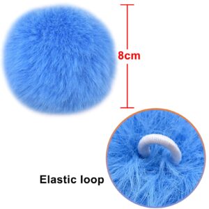 BQTQ 26 Pieces Faux Rabbit Fur Pom Pom Balls with Elastic Loop DIY Fluffy Pom Pom for Hats Beanie Shoes Scarves Gloves Bags Accessories(Brilliant Color)