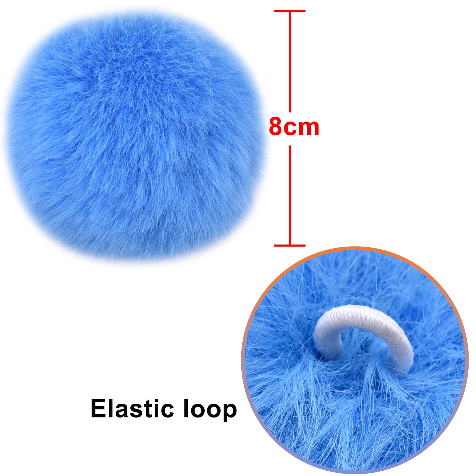 BQTQ 26 Pieces Faux Rabbit Fur Pom Pom Balls with Elastic Loop DIY Fluffy Pom Pom for Hats Beanie Shoes Scarves Gloves Bags Accessories(Brilliant Color)