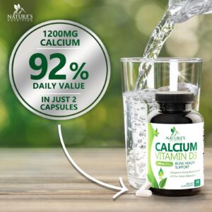 Calcium 1200 mg Plus Vitamin D3, Bone Health & Immune Support - Nature's Calcium Supplement with Extra Strength Vitamin D for Extra Strength Carbonate Absorption Dietary Supplement - 240 Tablets