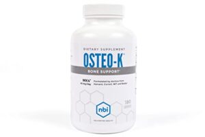 nbi osteo-k bone support | vitamin d & k complex with calcium citrate supplement | 45mg vitamin k2 (mk4) for strong bone health & function | 180ct veggie capsules