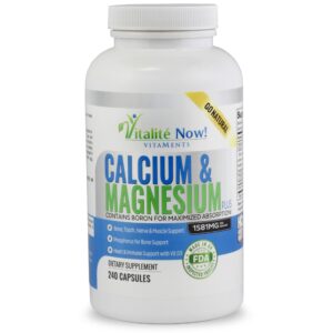 best calcium & magnesium + vitamin d3 400 iu - highly absorbable with boron - 10 forms of calcium + phosphorus for bone strength - all natural - 240 capsules - 2 month supply!