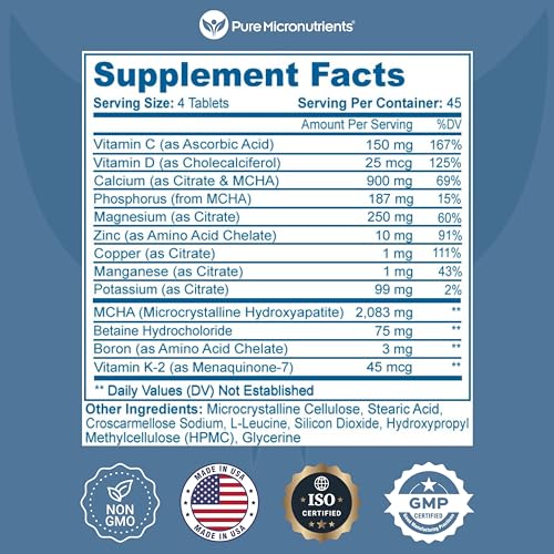 Calcium Supplement for Women & Men - Calcium Citrate & Hydroxyapatite 1000mg + Vitamin D3 K2 Magnesium Zinc & More for Complete Bone Health, 180 Tablets