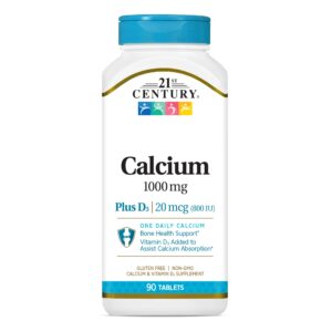 21st century calcium plus d tablets, 1000 mg, 90 count