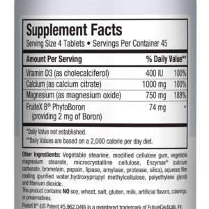 Maxi Health Calcium Magnesium Supplement with Vitamin D3 and Boron - Kosher Bone Health & Nighttime Formula, Calcium Citrate CalMag & Vitamin D (180 Tablets)