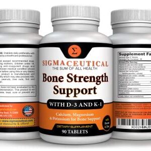 Sigmaceutical Bone Strength Calcium Supplement - Bone Health Boron Supplement - Calcium with Vitamin D3 - Calcium Magnesium Zinc - 90 Tablets