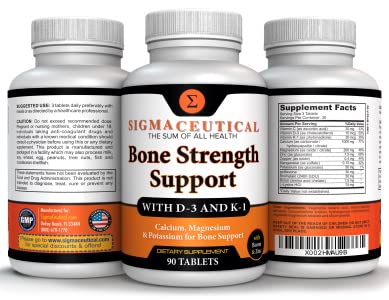 Sigmaceutical Bone Strength Calcium Supplement - Bone Health Boron Supplement - Calcium with Vitamin D3 - Calcium Magnesium Zinc - 90 Tablets