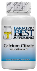 bariatric calcium citrate with vitamin d3 – specially formulated for post-bariatric surgery - easily dissolvable for fast & effective absorption - made in the usa - 600mg, 120 tablets per bottle